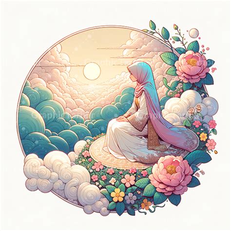 طرح تصویرسازی دختر باحجاب مسلمان گرافیک طرح