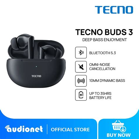 Tecno Buds 3 Tws Earbuds Powerful Bass Booster Omni Noise
