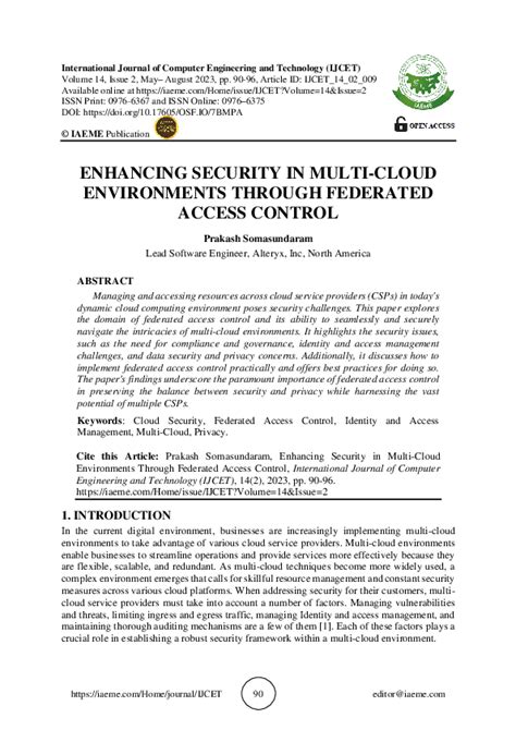 pdf enhancing security in multi cloud environments through federated