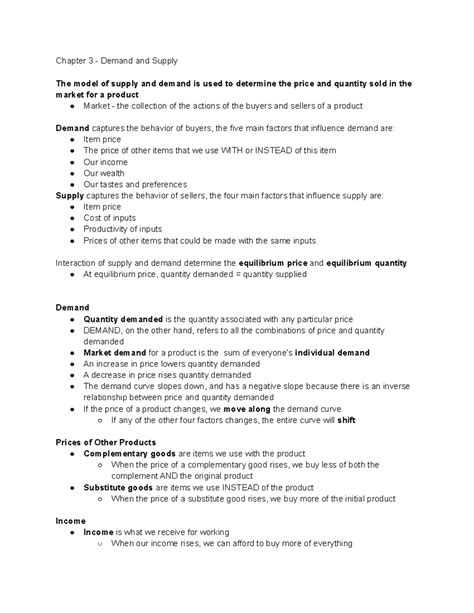 Chapter 3 Demand And Supply Chapter 3 Demand And Supply The Model