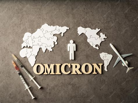 Premium Photo World Map Omicron Word And Airplane Model