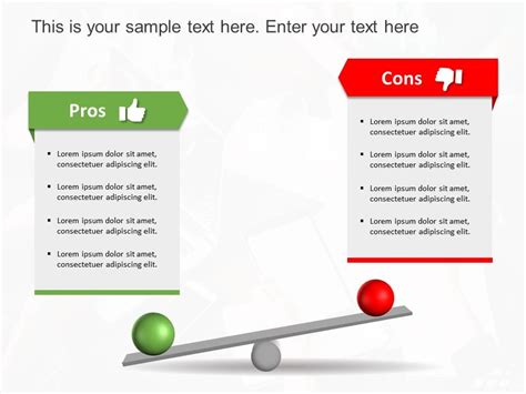 Green And Red Seesaw Pros Cons Analysis Diagram Powerpoint Template