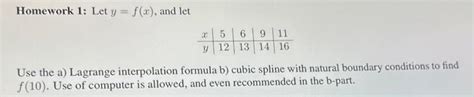 solved homework 1 let y f x and let use the a lagrange