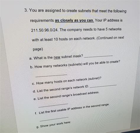 Solved You Are Assigned To Create Subnets That Meet The Chegg