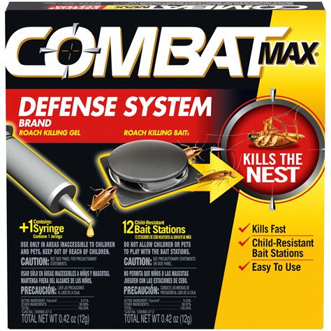 Combat Roach Defense System Small Baits And Gel For Indoor Outdoor