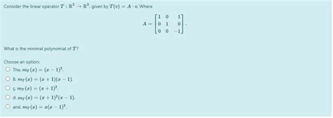 solved consider the linear operator t r3 r given by t u