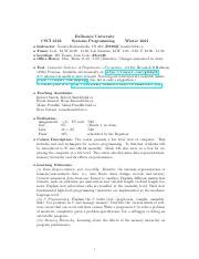 CSCI Syllabus Pdf CSCI Dalhousie University Systems Programming Winter