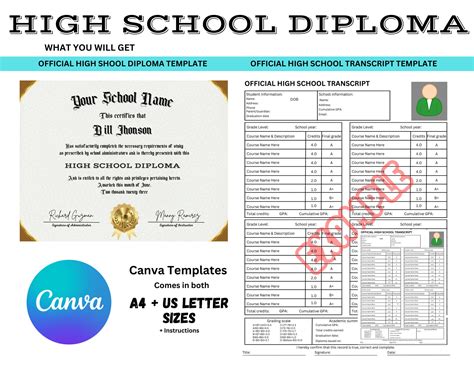 Editable Homeschool Diploma And Transcript Template High School