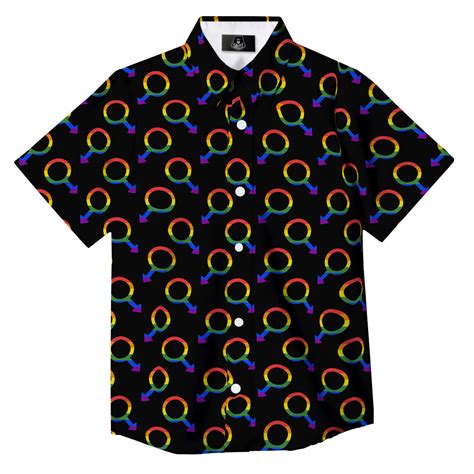 Gender Symbol Gay Pride Print Pattern Button Up Shirt