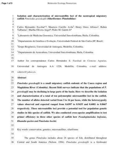 Isolation And Characterization Of Microsatellite Loci Of The Neotropical