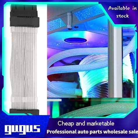 Gugushop Argb Gpu Power Supply Cable 24pin To 5v 3pin Synchronized Psu Extension Sleeved