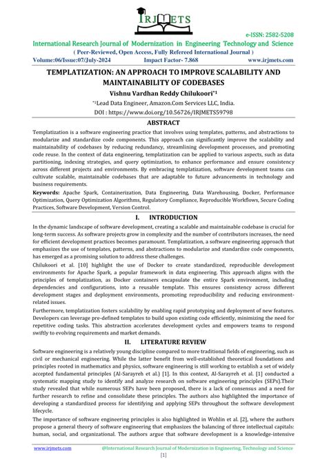 Pdf Templatization An Approach To Improve Scalability And Maintainability Of Codebases