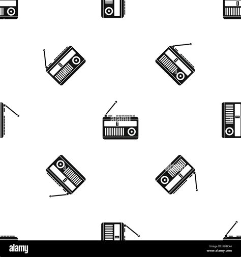 Retro Radio Pattern Seamless Black Stock Vector Image And Art Alamy