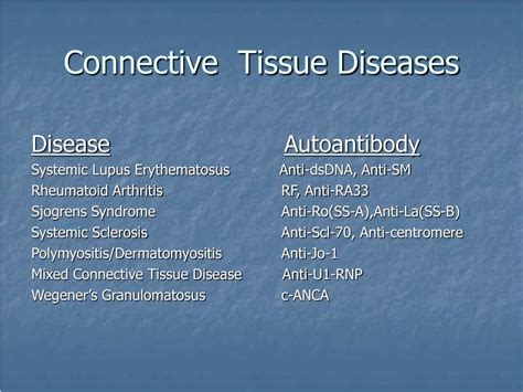 Diseases Of Connective Tissue Connective Tissue Disease Types