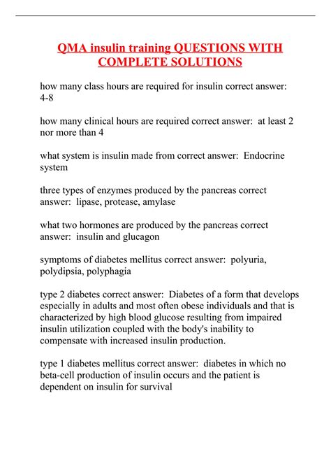 Qma Insulin Training Questions With Complete Solutions Qma Indiana Stuvia Us