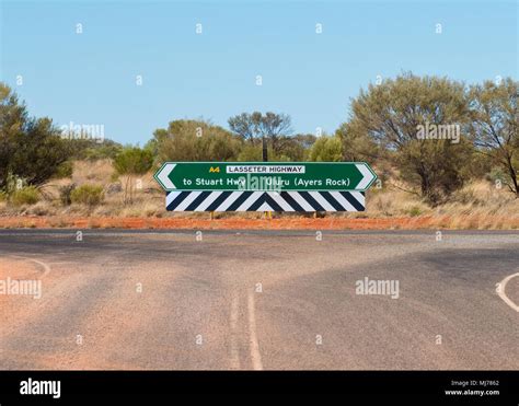 Lasseter Highway Road Sign Directions To Stuart Highway And Uluru