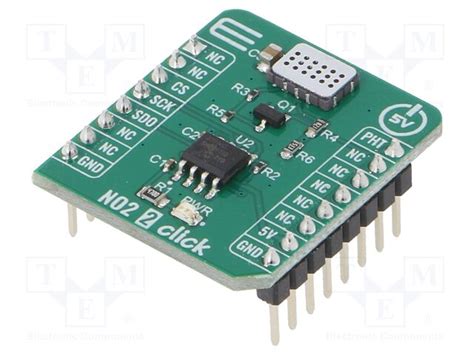 No2 2 Click Mikroe Click Board Prototype Board Comp Mcp3201 Mics 2714 5vdc Mikroe 3700