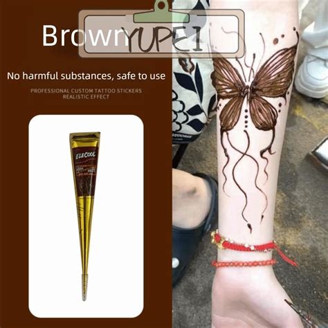โยเป่ย ครีมสักเฮนน่า สีดำและน้ำตาล สำหรับการทำลายtemporary Tattoo ได้ง่ายและชั่วคราว Shopee