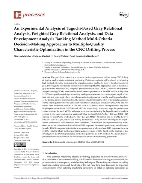 Pdf An Experimental Analysis Of Taguchi Based Gray Relational
