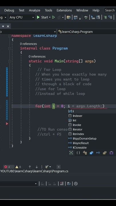 For Loop In Csharp Csharp Programming For Loop Shorts Youtube