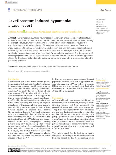 Pdf Levetiracetam Induced Hypomania A Case Report