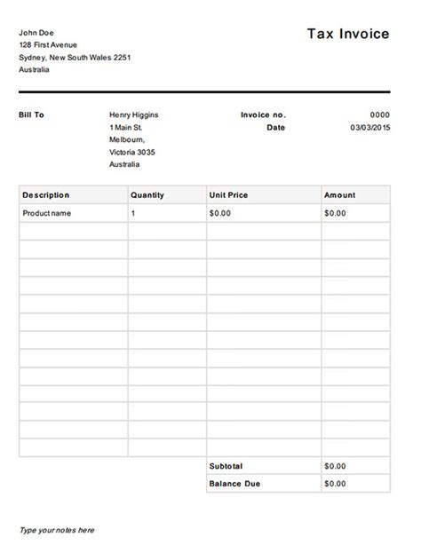 Free Tax Invoice Template Free Excel Templates