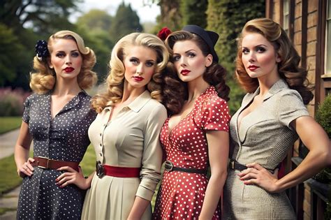1940s 50s Retro Glamour Models In Classic Timeless Clothing Styles