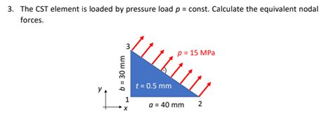 solved 3 the cst element is loaded by pressure load p