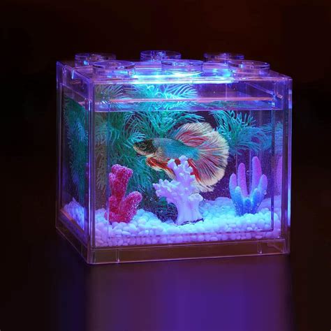 Small Betta Fish Tank Set Aquarium Tank Kit With Usb Led Lighting 05