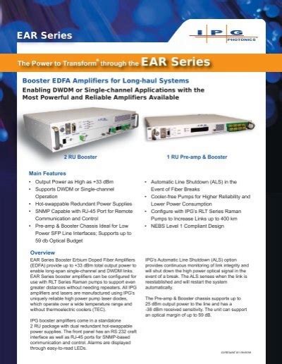 Ear Series Booster Ipg Ipg Photonics