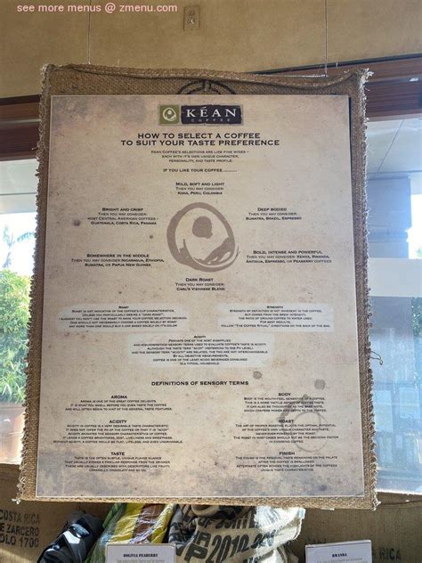 Menu At Kéan Coffee Artisan Roasters Cafe Tustin Newport Ave Ste 14