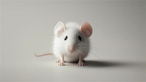Premium Photo A Cute White Mouse With Pink Ears And A Long Tail Is