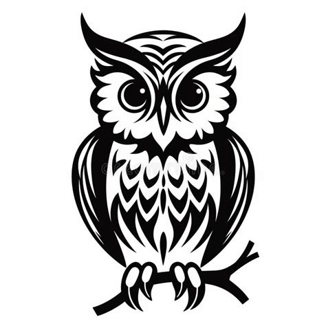 Bold Owl Silhouette Design Graphic Black And White Owl Clip Art Stock