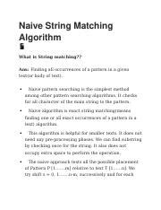 The Naive String Matching Algorithm Docx Naive String Matching Algorithm What Is String