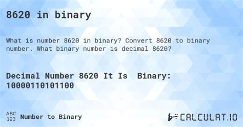 8620 In Binary Calculatio