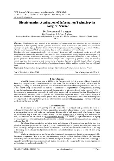 Pdf Bioinformatics Application Of Information Technology In Biological Science