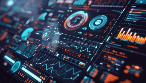 Hightech Interface With Futuristic Data Visualizations And Analytics For Advanced Data Analysis