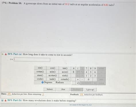 Solved Problem A Gyroscope Slows From An Initial Chegg