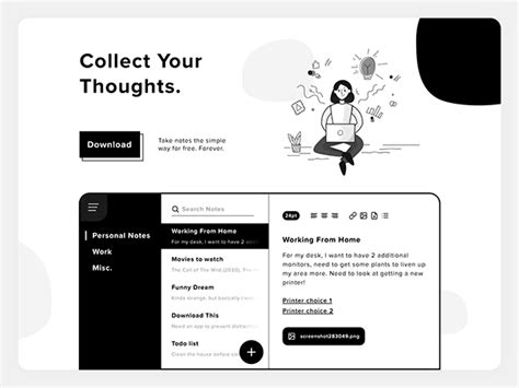 Note Taking Application Black And White On Behance