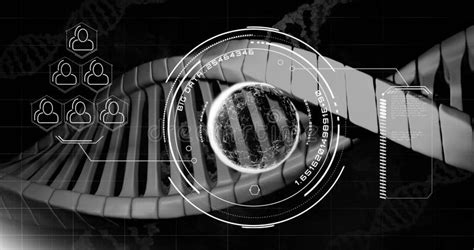 Image Of Dna Strand People Icons And Data Processing Stock Illustration Illustration Of