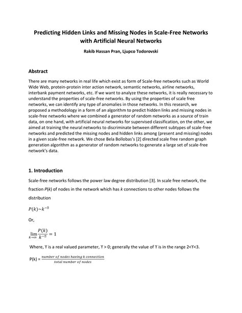 Pdf Predicting Hidden Links And Missing Nodes In Scale Free Networks