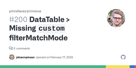 Datatable Missing `custom` Filtermatchmode · Issue 200 · Primefaces Primevue · Github