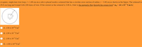 Solved A Square Single Turn Wire Loop L Cm On A Side Chegg