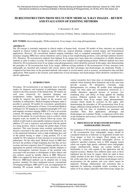 Pdf 3d Reconstruction From Multi View Medical X Ray Images Review