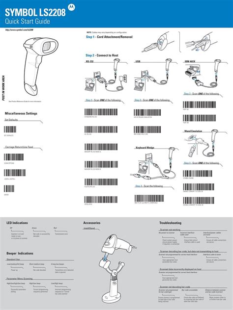 Symbol Ls2208 Quick Start Guide Barcode Scanners