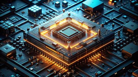 Illuminating The Future A Glowing 3d Ai Cpu Chip In A Futuristic Abstract Technology Background