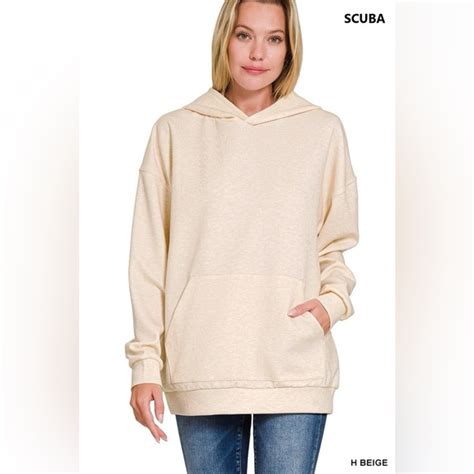 Zenana Outfitters Tops Zenana Scuba Hoodie With Kangaroo Pockets