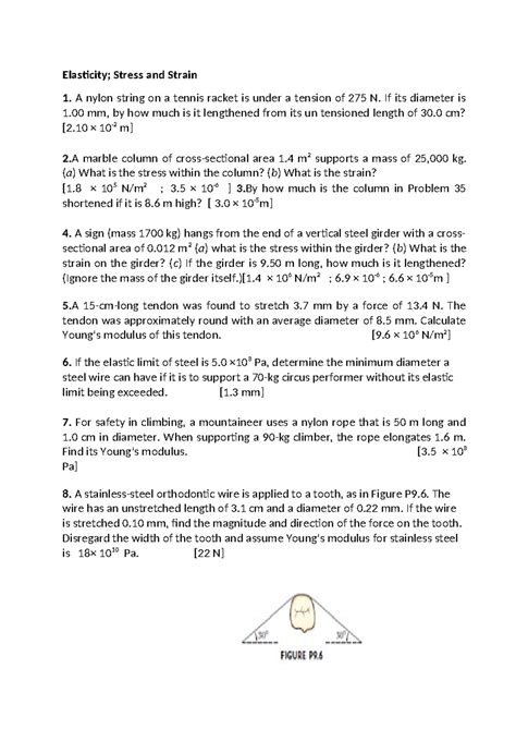 elasticity problems elasticity stress and strain a nylon string on a