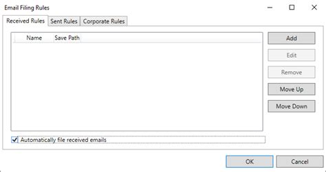 Relocation Of Email Filing Rule Settings To Outlook Macroview