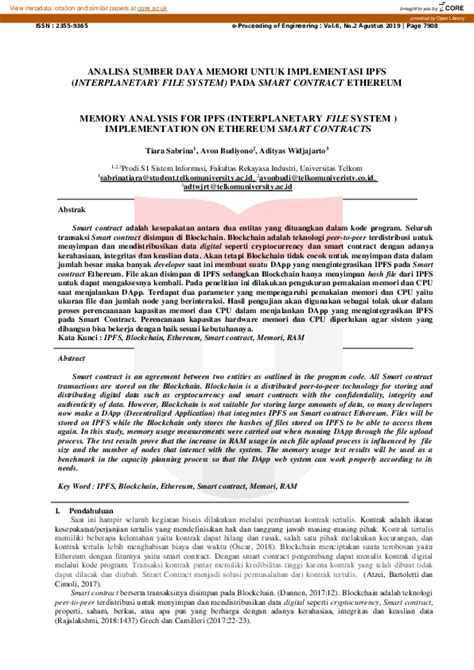 Pdf Analisis Sumber Daya Memori Untuk Implementasi Ipfs Interplanetary File System Pada